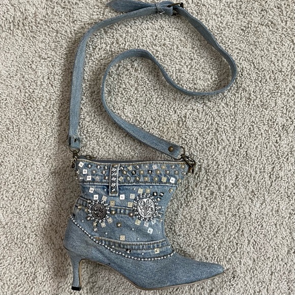 Hand & Heart | Bags | Vintage 8s Jeweled Sequins Pearls Denim Jean ...